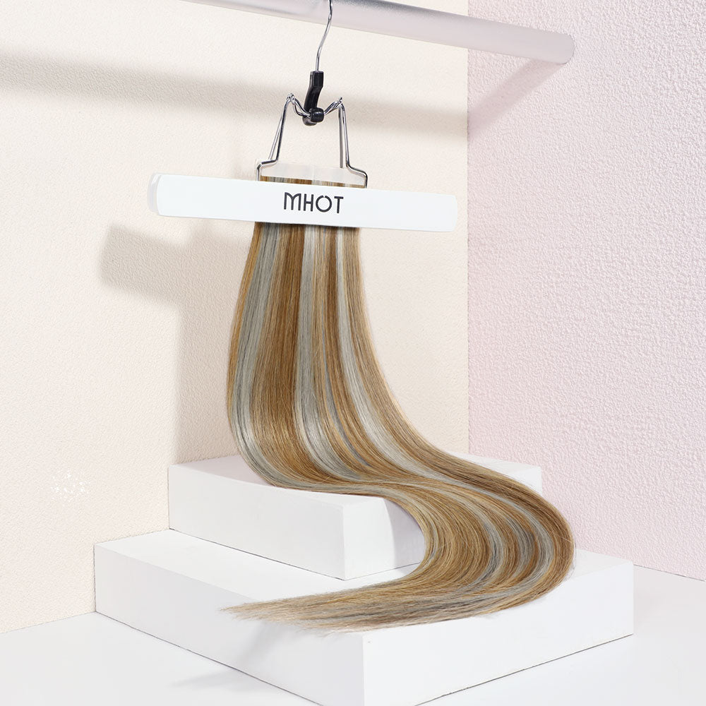 Highlights (P10/Grey) Invisible Tape In Real Remy Hair Extensions on ...