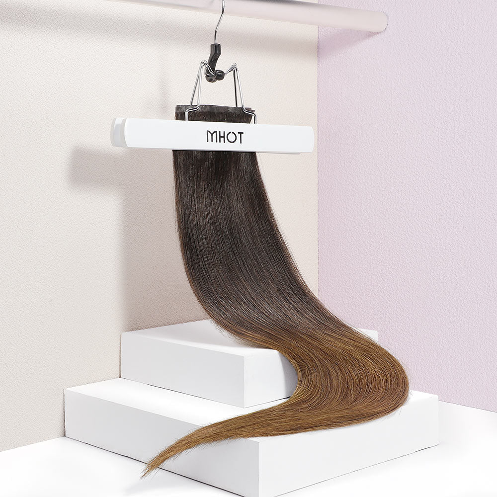 Ombre Dark Brown/Chestnut Brown Silk Seam Clip In Real Remy Hair ...