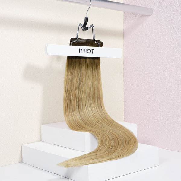 Ash Blonde Ombre Seamless Clip in Human Hair Extensions | Mhot Hair